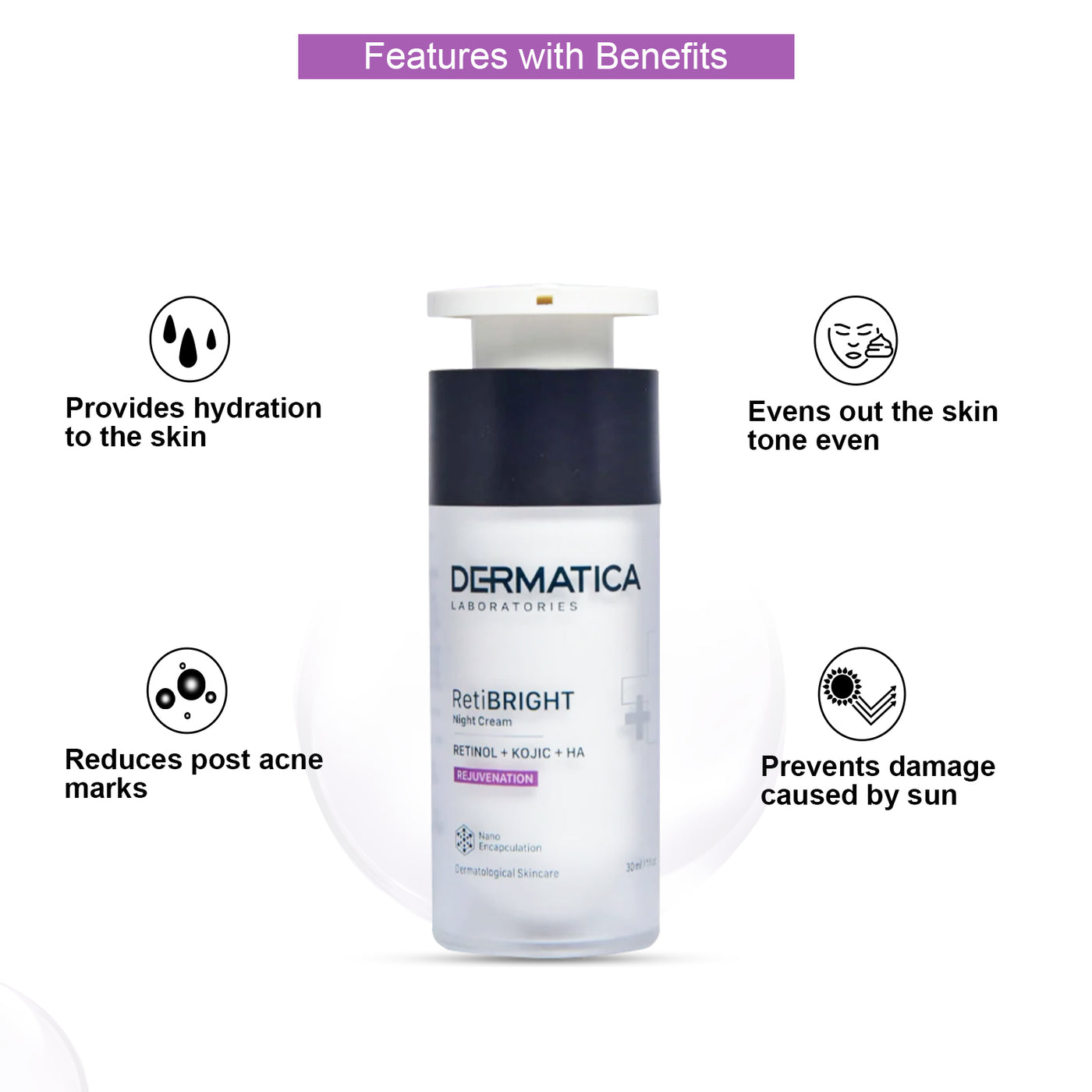 Buy Dermatica Retibright Night Cream 30 ml Online | Anti-Ageing - Phimedy