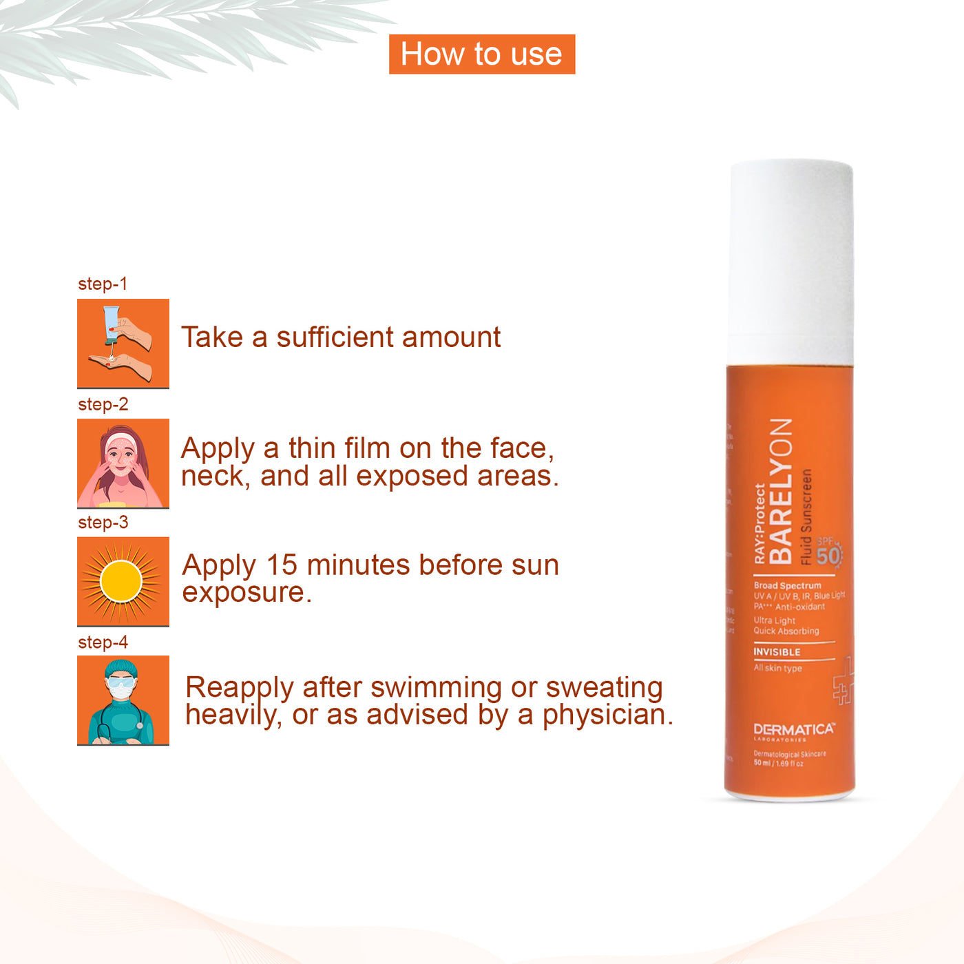 Buy Dermatica Ray: Protect Barelyon Fluid Sunscreen SPF 50 Online - Phimedy